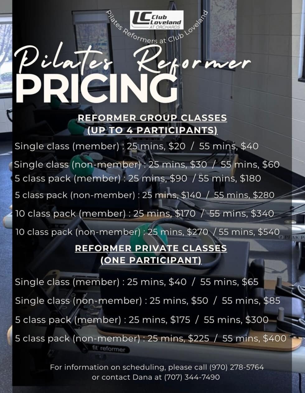 Pricing - Pilates Reformer & Mat Classes | Club Loveland